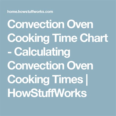 Printable Convection Oven Cooking Times Chart
