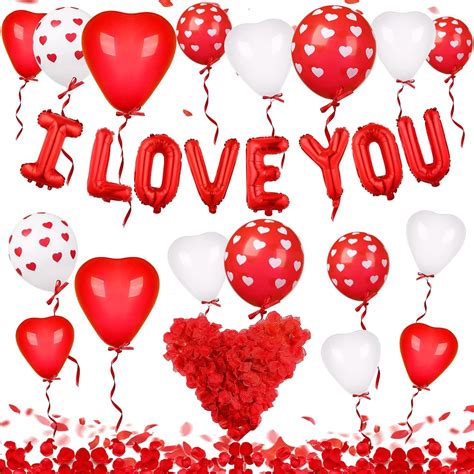 Valentines Day Balloons I Love You And Heart Balloons Set