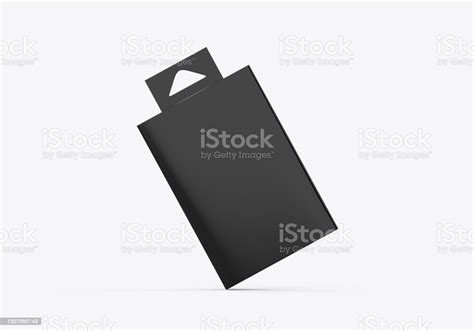 중단 탭이있는 빈 종이 상자 포장 격리 된 흰색 배경에 모형 템플릿 디자인 프리젠 테이션 준비 3d 일러스트 0명에 대한 스톡