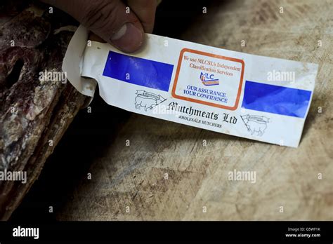 A Meat Identifying Tag On A Beef Carcass Complete With Barcode That
