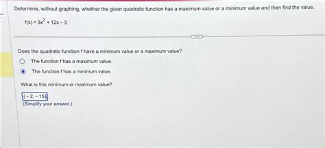 Solved Determine Without Graphing Whether The Given