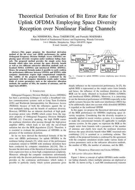 Pdf Theoretical Derivation Of Bit Error Rate For Uplink Ofdma Employing Space Diversity