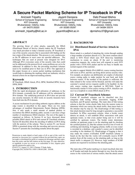 Pdf A Secure Packet Marking Scheme For Ip Traceback In Ipv6