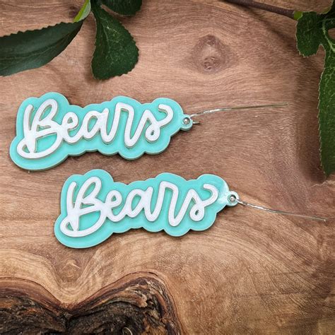 Bears School Mascot Earrings Customizable Double Layer Design