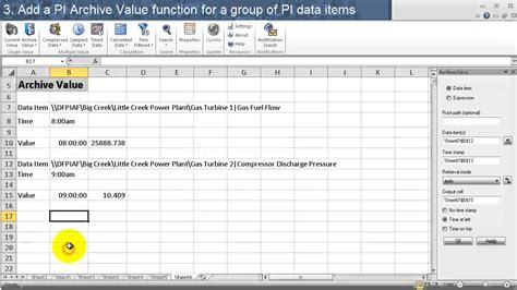 Osisoft Get Historical Pi Data With The Pi Archive Value Function Pi Dl 2013 Excel Add In