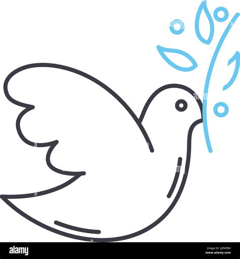 Dove Line Icon Outline Symbol Vector Illustration Concept Sign Stock
