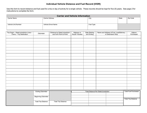Individual Vehicle Distance Fuel Report Pdf Form Formspal