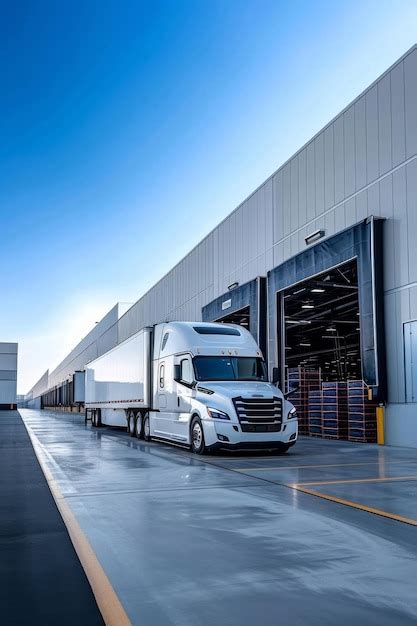 Premium Photo The Truck Is Parked On The Loading Dock Of An Industrial Warehouse Where Many