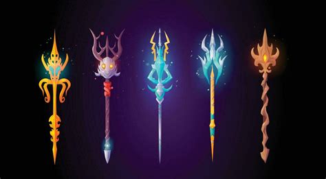 Magic Staff Icon Devil Trident And Spear Cartoon 25449604 Vector Art