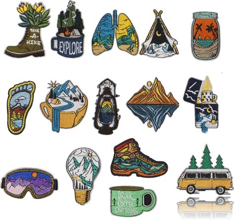 Heytrco 16pcs Travel Outdoor Iron On Patches Scenic