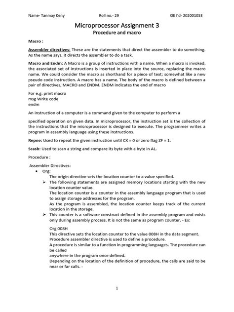 Mp Assignment 3 Pdf Assembly Language Macro Computer Science