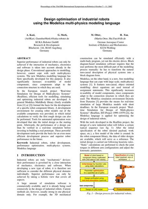 Pdf Design Optimization Of Industrial Robots Using Modelica Dokumen