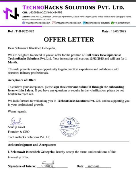 Internship Webdevelopment Technohacks Fullstackdevelopment Selamawit Kinetibeb