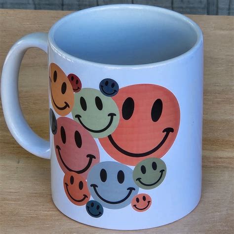 Smiley Face Coffee Mug Happy Face Mug Retro Coffee Mugs Boho Coffee