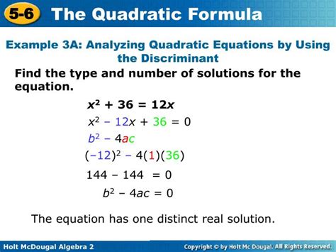 PPT Solve Quadratic Equations Using The Quadratic Formula Classify Roots Using The