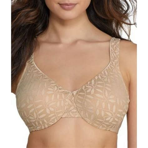 Womens Olga 35519 Lace Sheer Leaves Underwire Minimizer Bra French