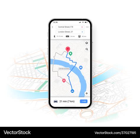 phone map ui mobile application with transport vector image