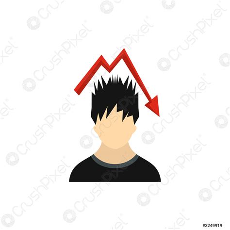 Man With Falling Red Graph Over His Head Icon Stock Vector Crushpixel