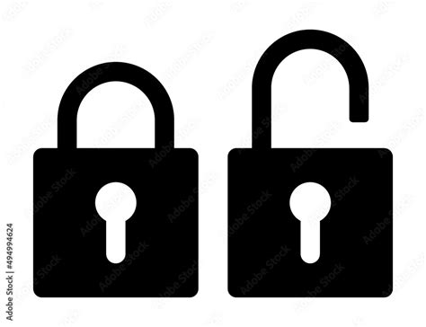 Vector Set Of Open And Locked Black Padlock Icons Isolated On White Background Stock Vector