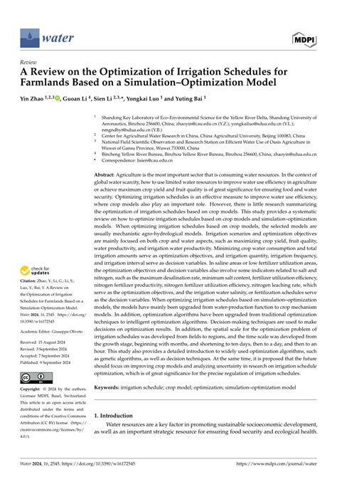 Pdf A Review On The Optimization Of Irrigation Schedules For