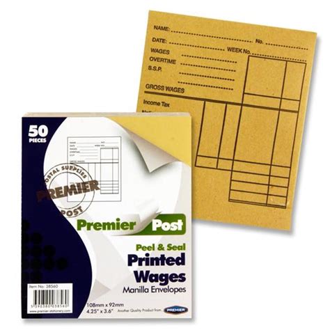 Printed Wage Peel And Seal Envelopes Pk50 Bann Stationery