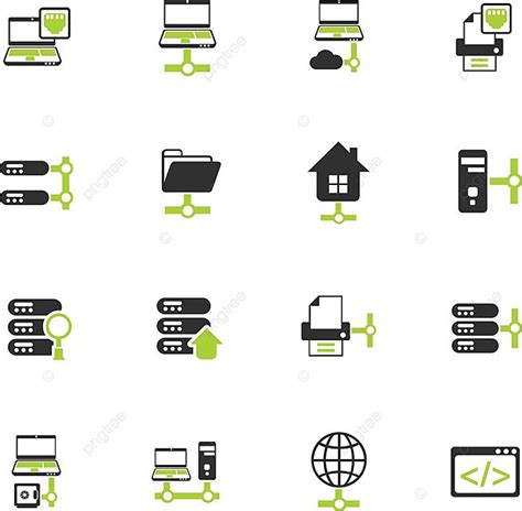 Server Icon Set Green Computing Folder Vector Green Computing Folder