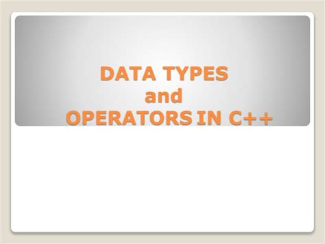 Data Types In C Programming Pptx