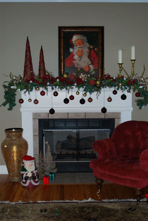 Our Christmas Mantle Like The Ornaments Not The Santa Pic Christmas