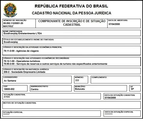 Ecodiverplay Cadastro Nacional De Pessoa Jurídica Cnpj