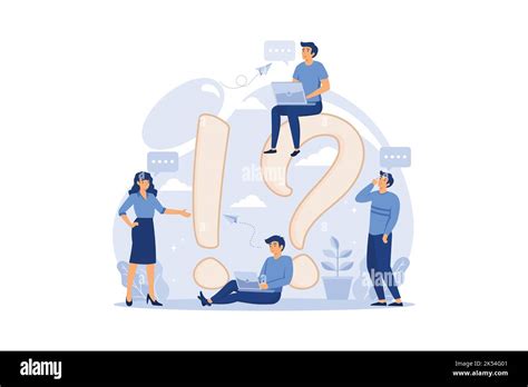 Concept Illustration Of Frequently Asked Questions People Around Exclamations And Question Marks