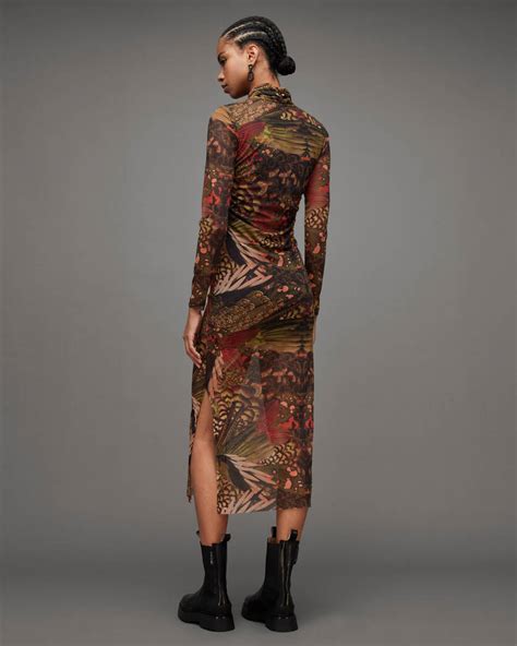 Tia Mesh Gene Dress Pink Allsaints