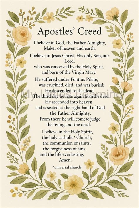 The Apostles Creed Art Print Poster Etsy Uk Apostles Creed