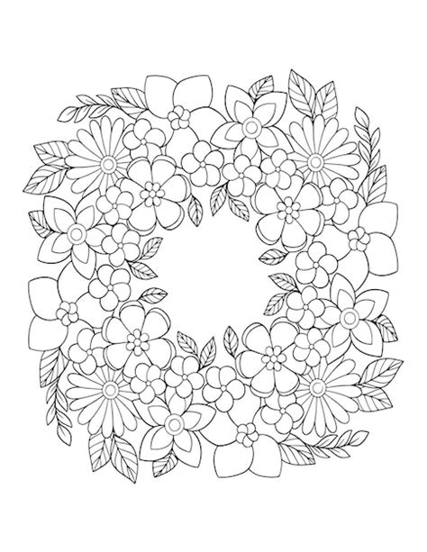 손으로 그린 꽃 화환 디자인 프리미엄 벡터