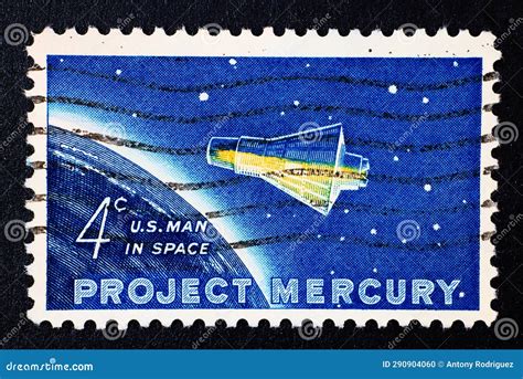 1962 Usps 4 Cent Stamp Featuring Project Mercury Space Capsule High