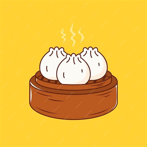 만화 스타일 주식 벡터에서 중국 요리 딤섬 그림 프리미엄 벡터