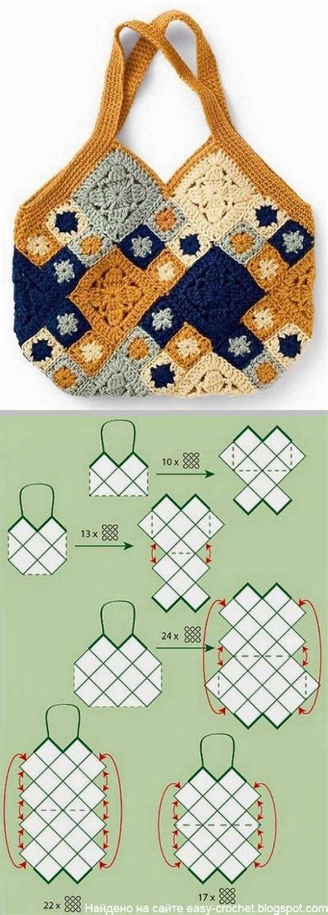 Сумка из мотивов крючком со схемами соединения Crochet Handbags Patterns Crochet Crochet