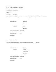 Midterm Cis Answers Docx CIS Midterm Exam Grade Details All Questions Page