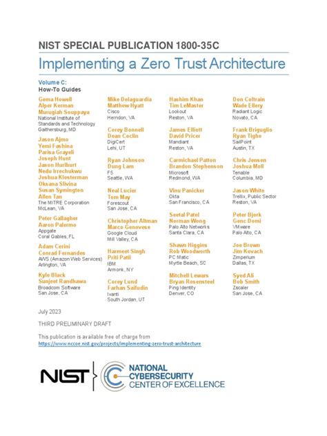 Zta Nist Sp 1800 35c Preliminary Draft 3 Pdf Computing Security