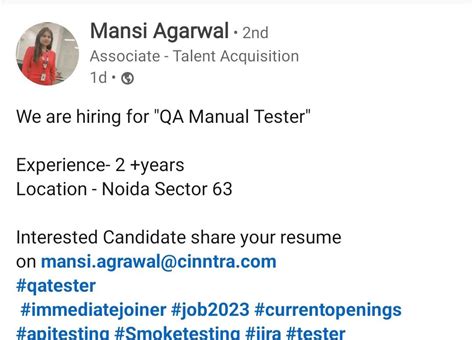 Sneh Gupta On Linkedin Manual Noida Manual Api Smoke Helpinghands Jobs Switch 33