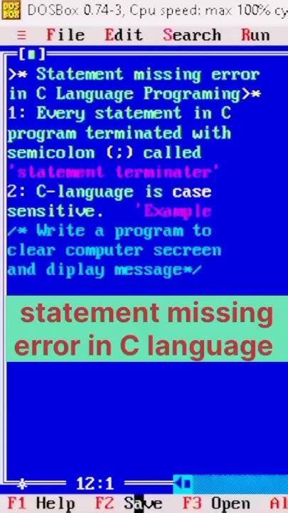 c language statement missing error cprogramming turboc