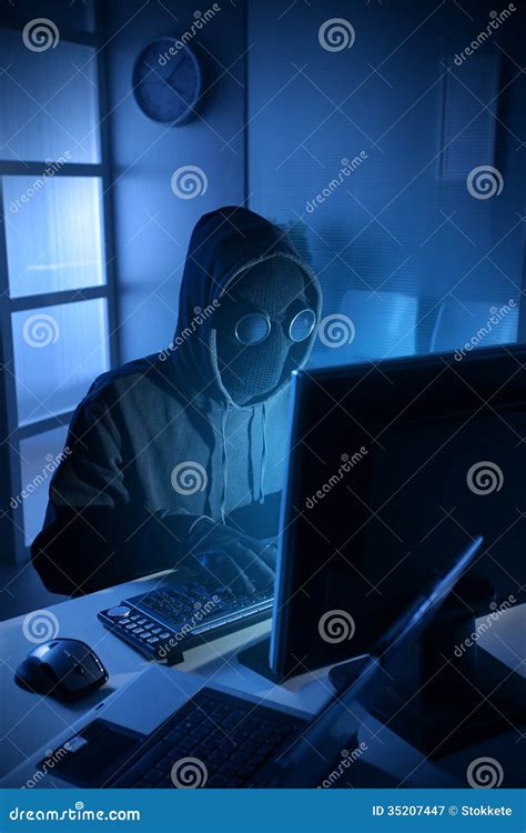 hacker stealing data from computer stock image image of security