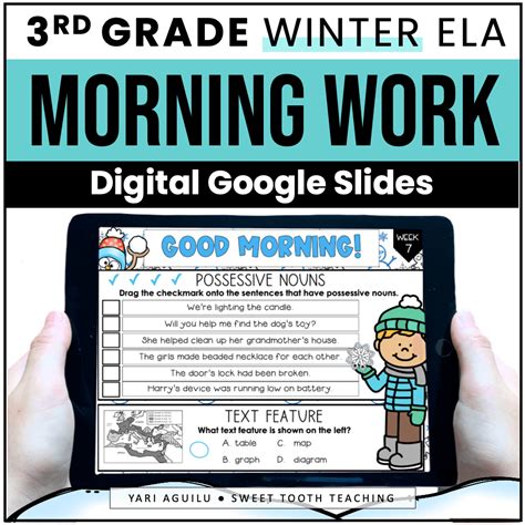 3rd Grade Winter Morning Work Ela Daily Review Activities Digital Bell Ringers Shop Sweet