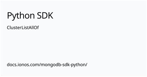 Clusterlistallof Python Sdk Clusterlistallof Python Sdk