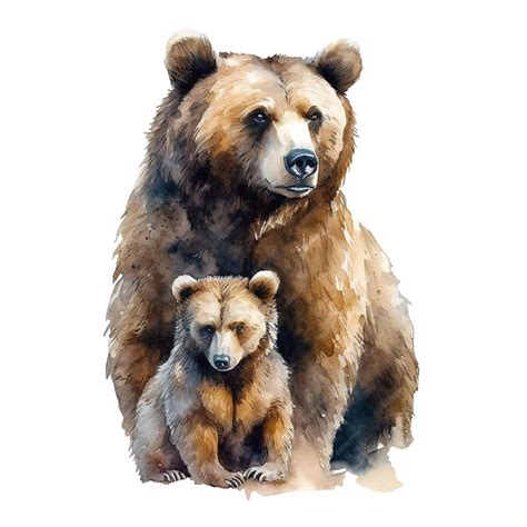 Premium Vector Mama Papa Bear And Bear Cub Watercolor Mother Father