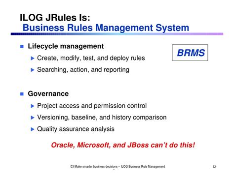 Make Smarter Business Decisions Ilog Business Rule Management System