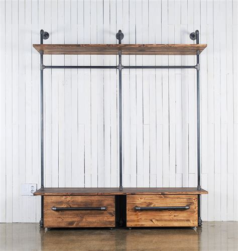 파이프750 인더스트리얼 파이프 인테리어 파이프행거 Ctr02 원목선반 수납 행거 고객맞춤 주문제작