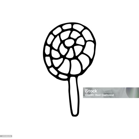 롤리팝 아이콘 낙서 롤리팝 핸드 그린단맛 사탕 심플한 라이너 스타일 간식 일러스트레이션 롤리팝 잉크 손으로 그린 스케치 겨울