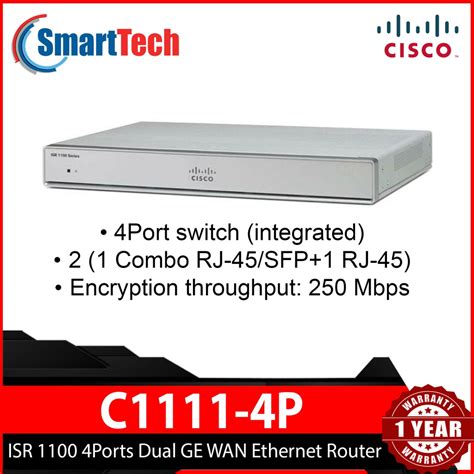 C1111 4P Cisco 1100 Series Integrated Services Router ISR 1100 4 Ports Dual GE WAN Ethernet