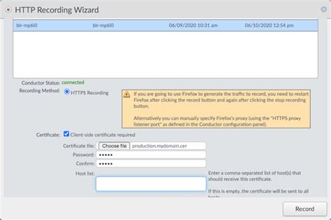 Recording With Client Side Certificates