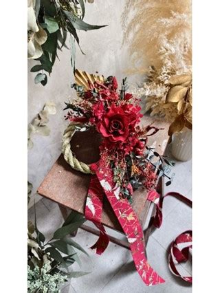 新春質感紅日本注連繩 新年花禮 手工花圈 注連繩 乾燥花圈 乾燥花禮 開幕花禮 不凋花 永生花 乾燥花玻璃盅 蝦皮購物